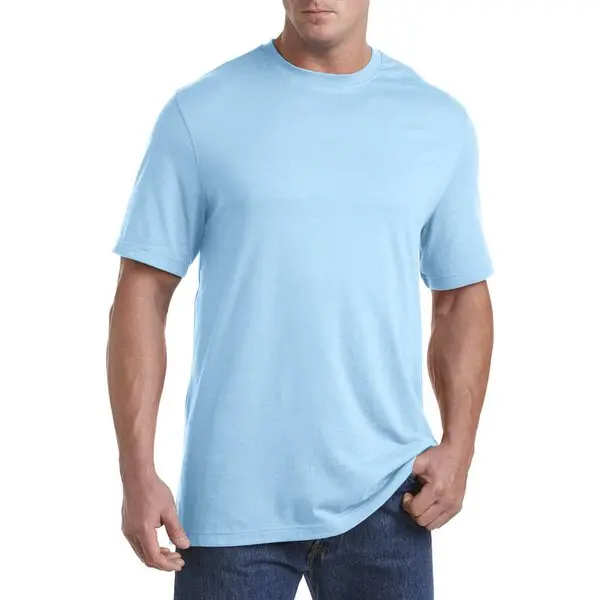 HARBOR BAY BY DXL Big & Tall Moisture-wicking Jersey T-shirt - Sky Blue