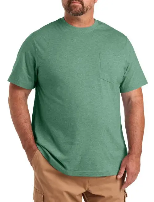 HARBOR BAY BY DXL Big & Tall Moisture-wicking Pocket T-shirt - Beryl Green Heather