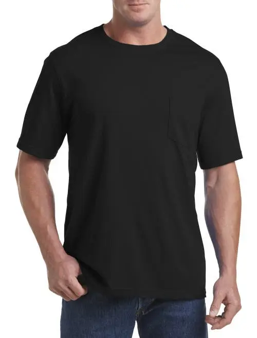 HARBOR BAY BY DXL Big & Tall Moisture-wicking Pocket T-shirt - Black