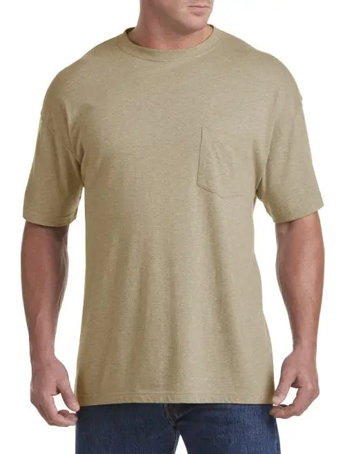 HARBOR BAY BY DXL Big & Tall Moisture-wicking Pocket T-shirt - Cement Heather