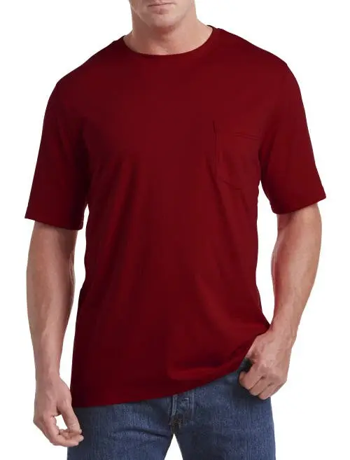 HARBOR BAY BY DXL Big & Tall Moisture-wicking Pocket T-shirt - Fire Red