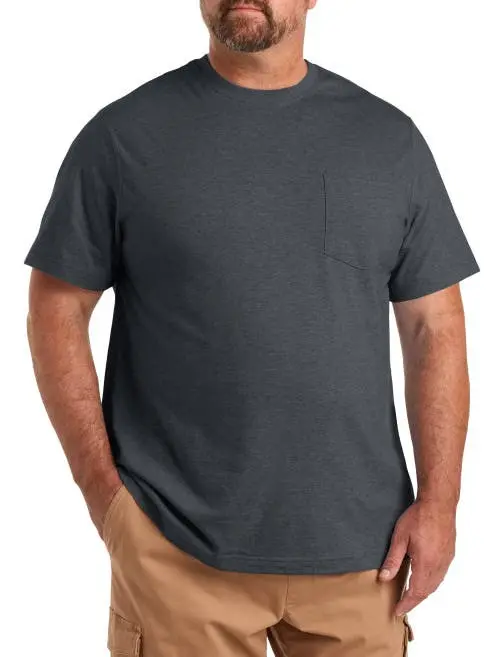 HARBOR BAY BY DXL Moisture-wicking Pocket T-shirt - Gray Night Heather