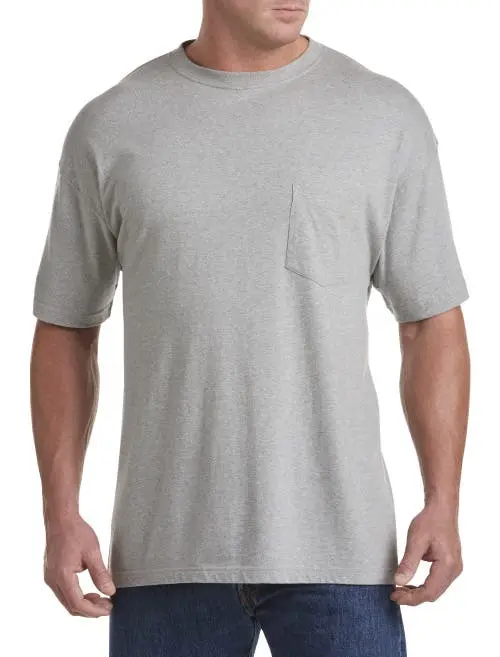 HARBOR BAY BY DXL Big & Tall Moisture-wicking Pocket T-shirt - Grey Heather