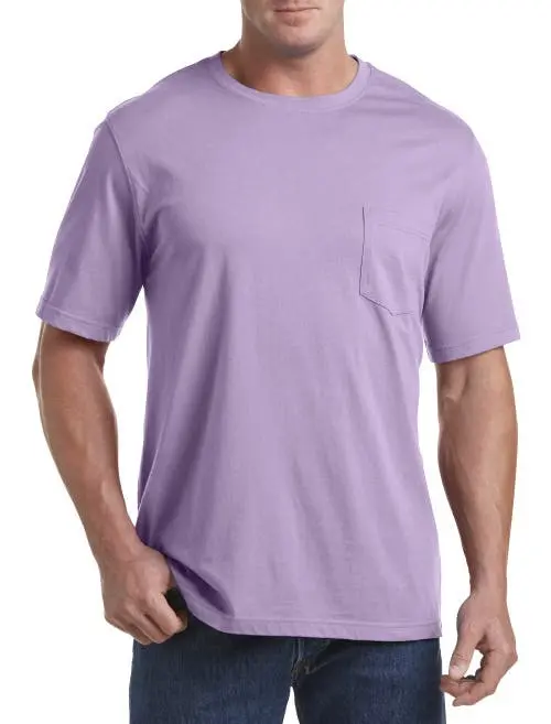 HARBOR BAY BY DXL Big & Tall Moisture-wicking Pocket T-shirt - Lavender Hthr