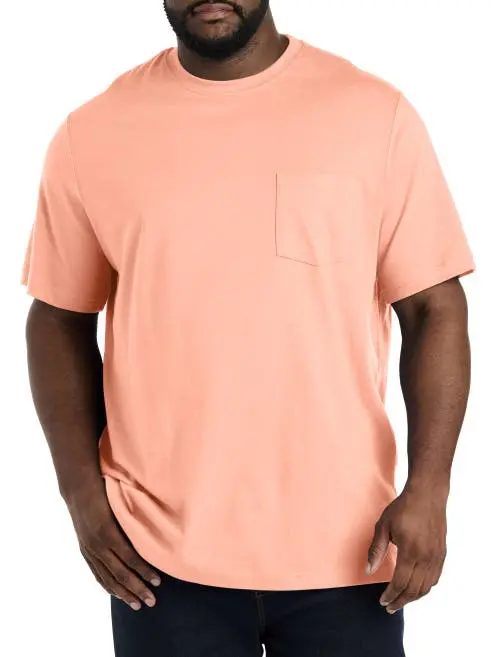 HARBOR BAY BY DXL Big & Tall Moisture-wicking Pocket T-shirt - Peach Fuzz