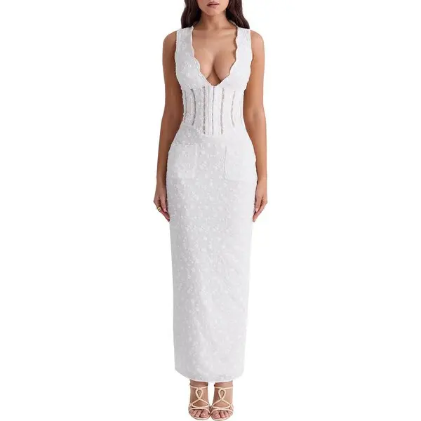 House Of Cb Sophina Embroidered Bustier Dress - White