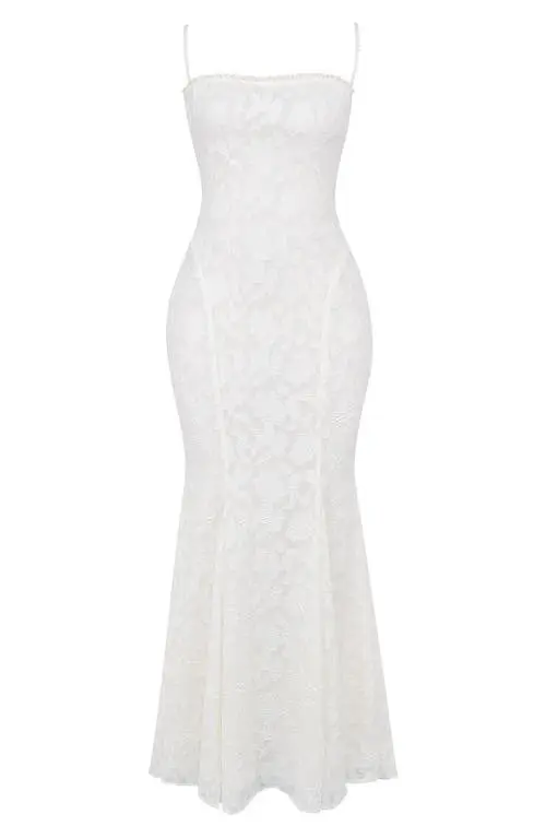 House Of Cb Joan Floral Appliqué Mermaid Gown - Ivory