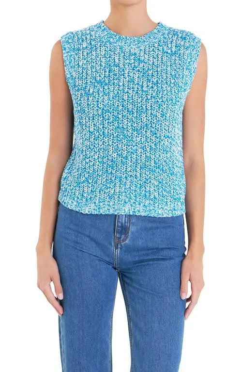 English Factory Marled Sleeveless Sweater - Blue/ White
