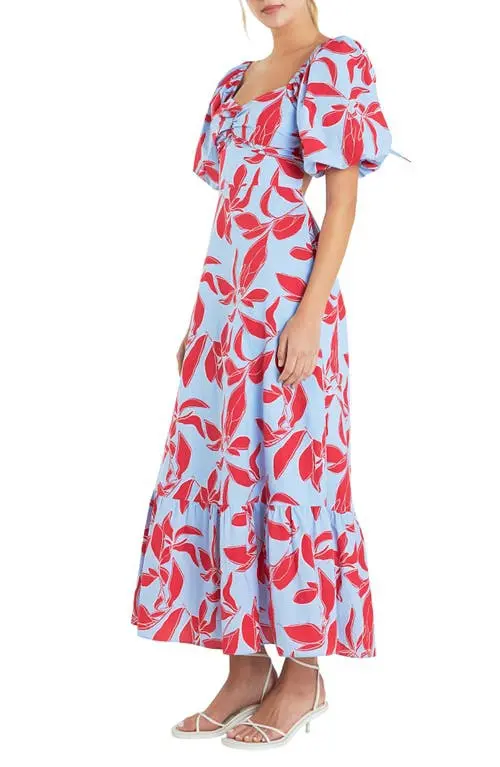 English Factory Tie Back Maxi Dress - Blue Multi