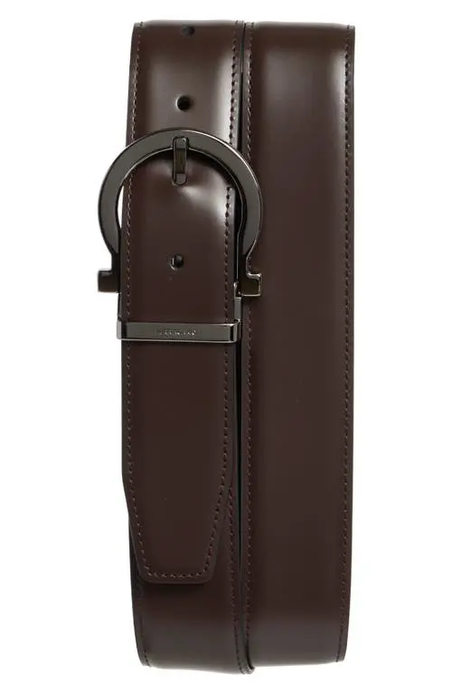 FERRAGAMO Gancio Reversible Leather Belt - Moro Nero