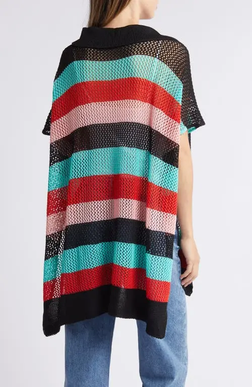 NIKKI LUND Stripe Open Stitch Sweater - Red Multi
