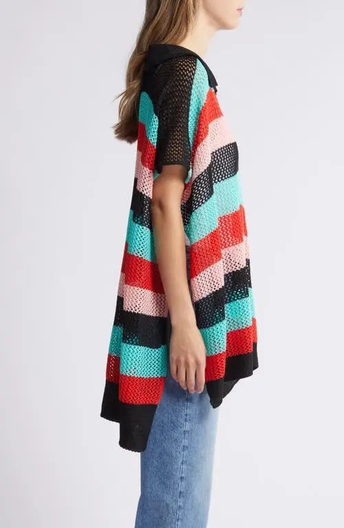 NIKKI LUND Stripe Open Stitch Sweater - Red Multi