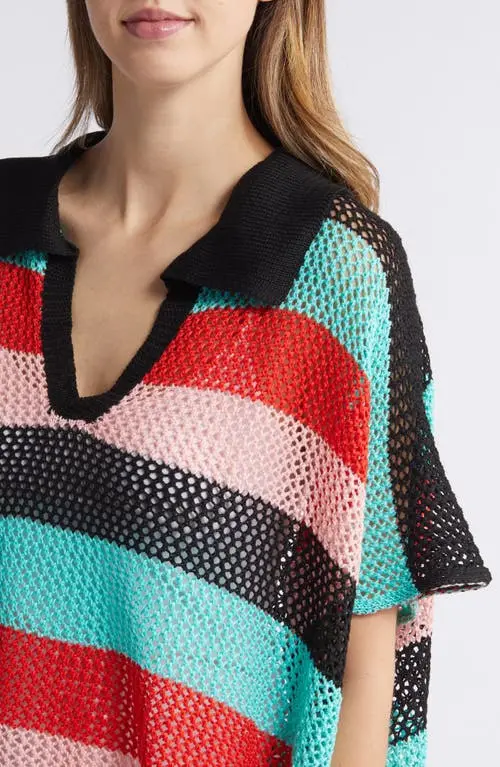 NIKKI LUND Stripe Open Stitch Sweater - Red Multi