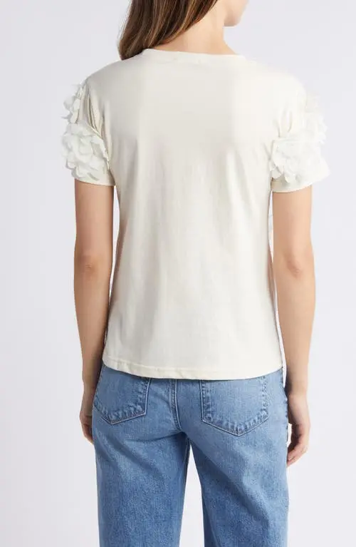 NIKKI LUND Celine Flower Appliqué Top - Ivory