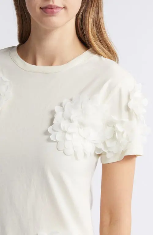 NIKKI LUND Celine Flower Appliqué Top - Ivory