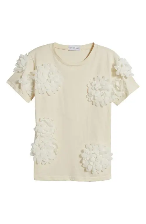 NIKKI LUND Celine Flower Appliqué Top - Ivory