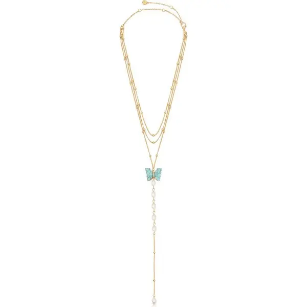 Ettika Multistrand Freshwater Pearl Y-necklace - Turquoise