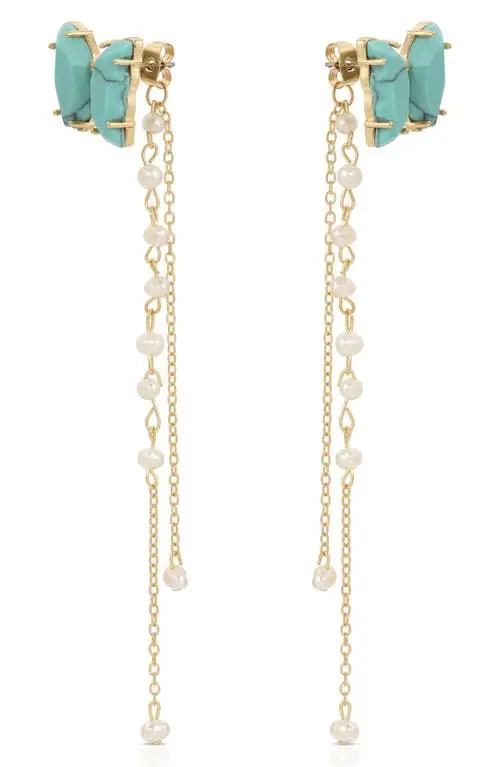 Ettika Butterfly & Freshwater Pearl Drop Earrings