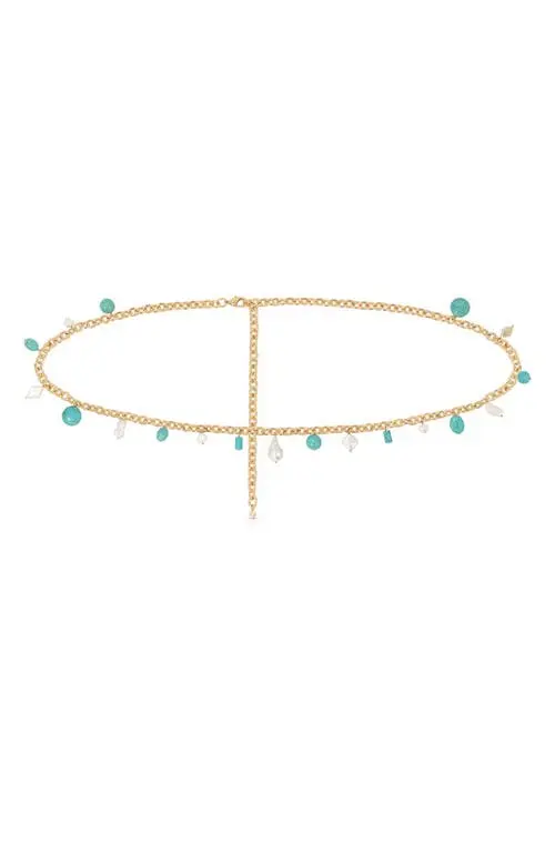 Ettika Freshwater Pearl Charm Waist Chain - Turquoise