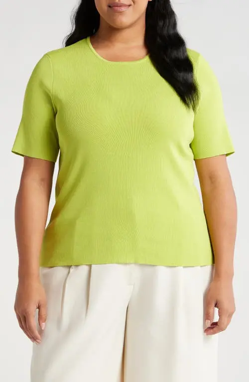 TAHARI ASL Short Sleeve Sweater - Lime