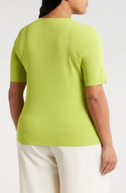 TAHARI ASL Short Sleeve Sweater - Lime