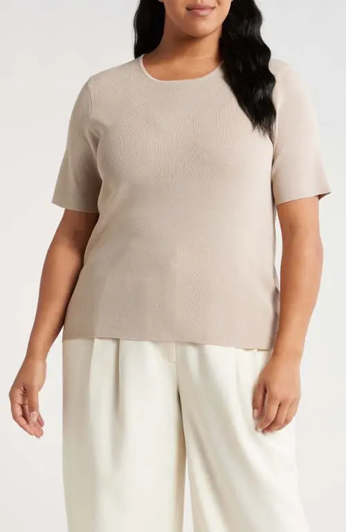 TAHARI ASL Short Sleeve Sweater - Sand