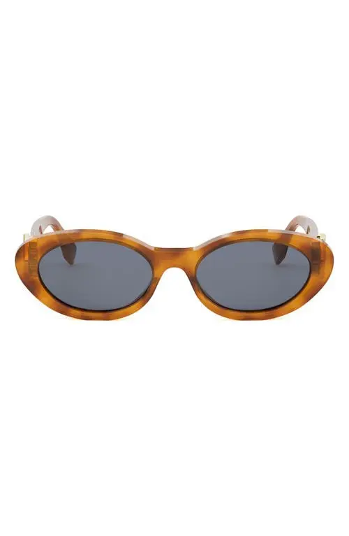 Fendi 53mm Oval Sunglasses - Havana/ Other / Blue