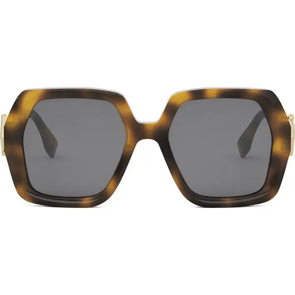 Fendi Diamonds 51mm Square Sunglasses - Blonde Havana / Smoke