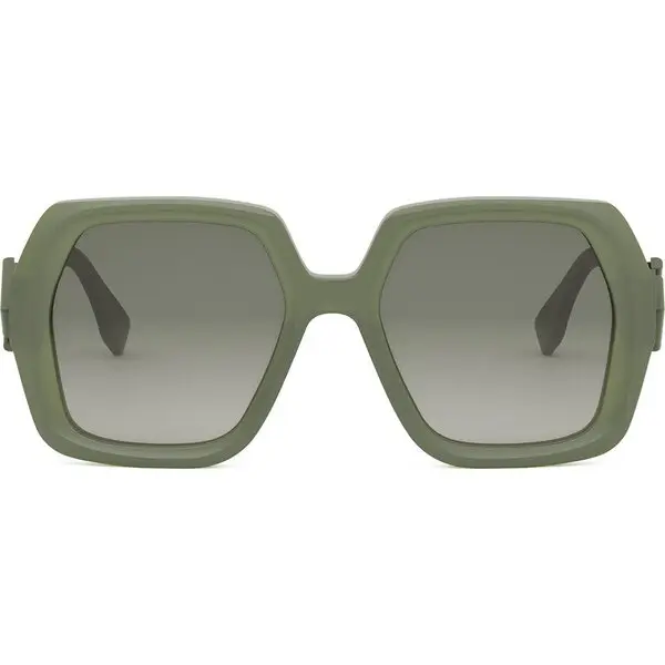 Fendi Diamonds 51mm Square Sunglasses - Shiny Light Green / Green