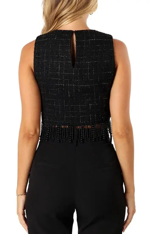 PETAL & PUP Milana Tweed Bead Fringe Sleeveless Top