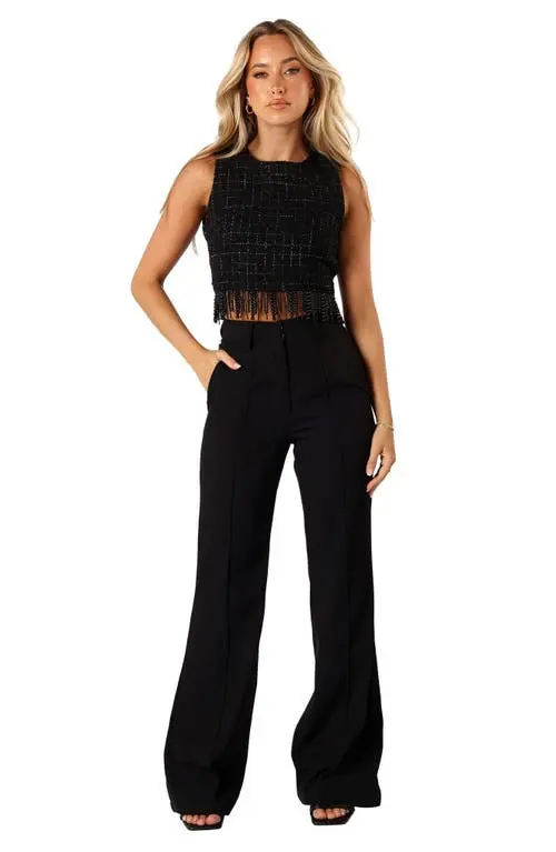 PETAL & PUP Milana Tweed Bead Fringe Sleeveless Top