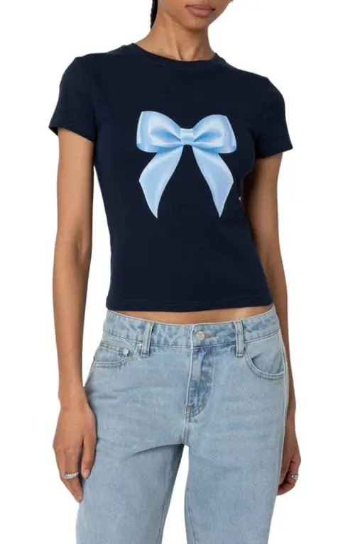 EDIKTED Tied Up Graphic T-shirt - Navy
