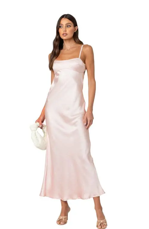 EDIKTED Vienna Open Back Satin Dress