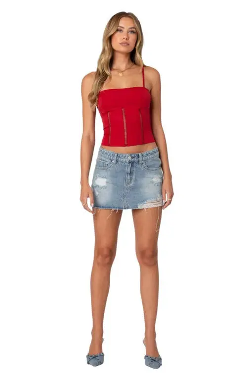 EDIKTED Jennie Ladder Stitch Corset Camisole