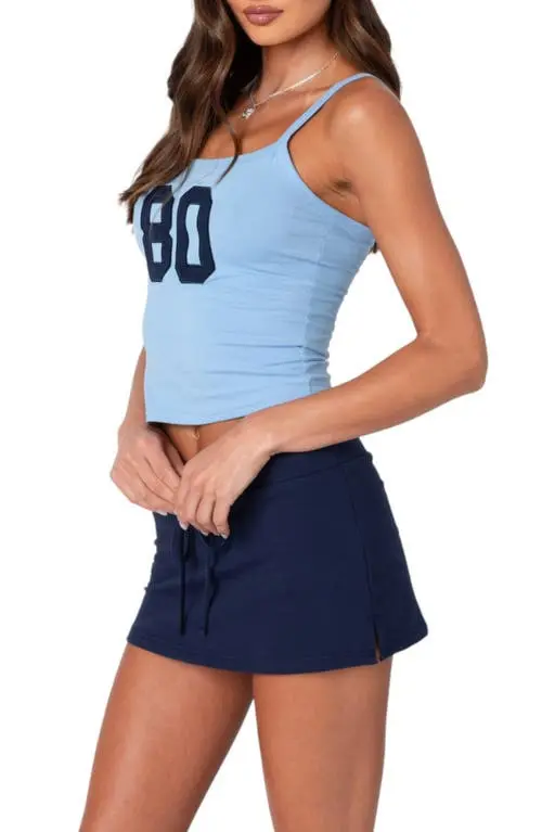 EDIKTED 80s Appliqué Graphic Tank - Blue