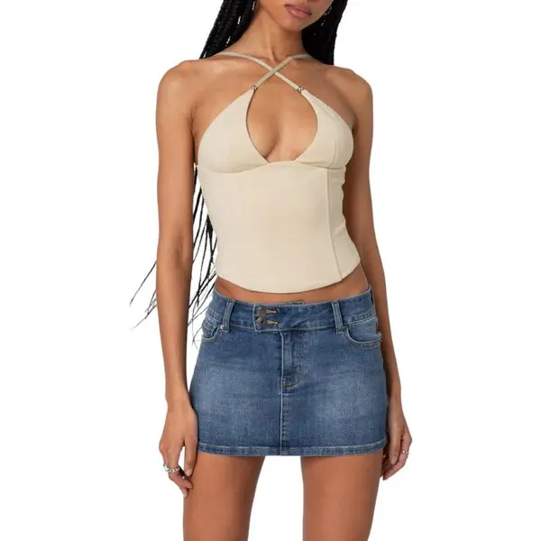 EDIKTED Lou Corset Camisole - Beige