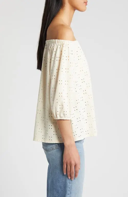 Loveappella Eyelet Off-the-shoulder Top - Cream