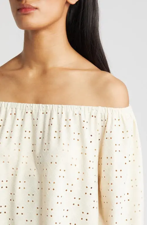 Loveappella Eyelet Off-the-shoulder Top - Cream