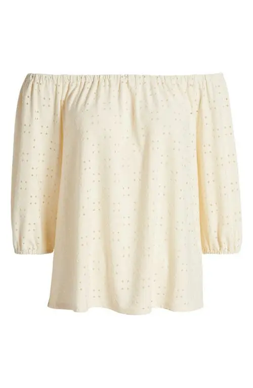 Loveappella Eyelet Off-the-shoulder Top - Cream