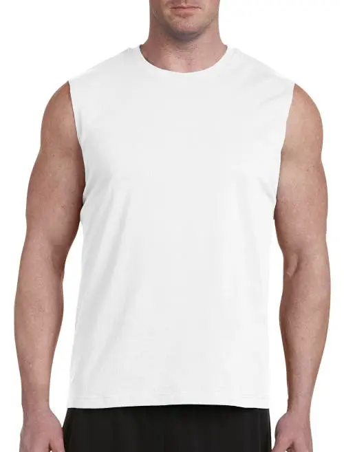 HARBOR BAY BY DXL Moisture-wicking Muscle T-shirt - White