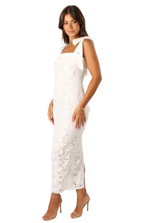 knee length dresses for ladies Women's Grace Over Grind Sweetheart Lace Bodycon Midi Dress in White