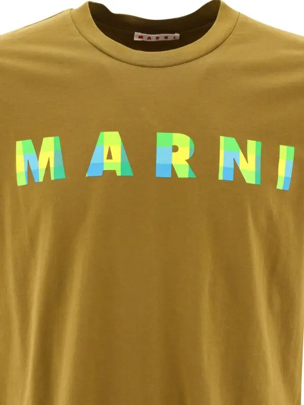 Marni Logo-print Cotton T-shirt - Brown