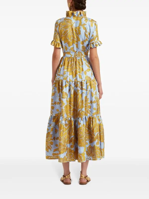 La DoubleJ Ruffle-trim Floral-print Dress - Yellow