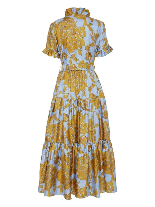 La DoubleJ Ruffle-trim Floral-print Dress - Yellow