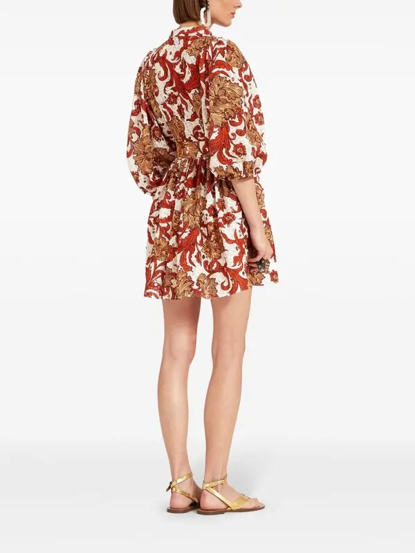 La DoubleJ Botanical-print Poplin Dress - Red