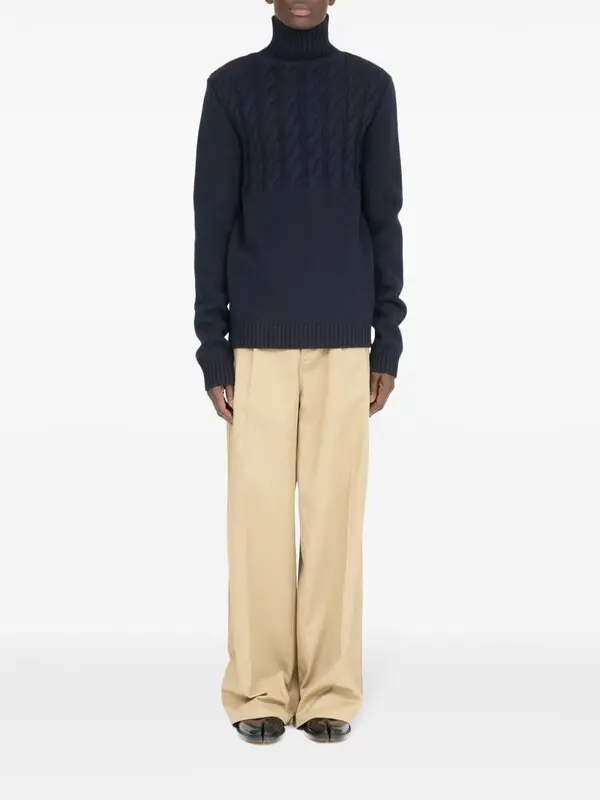 MAISON MARGIELA High-neck Virgin Wool Sweater - Blue