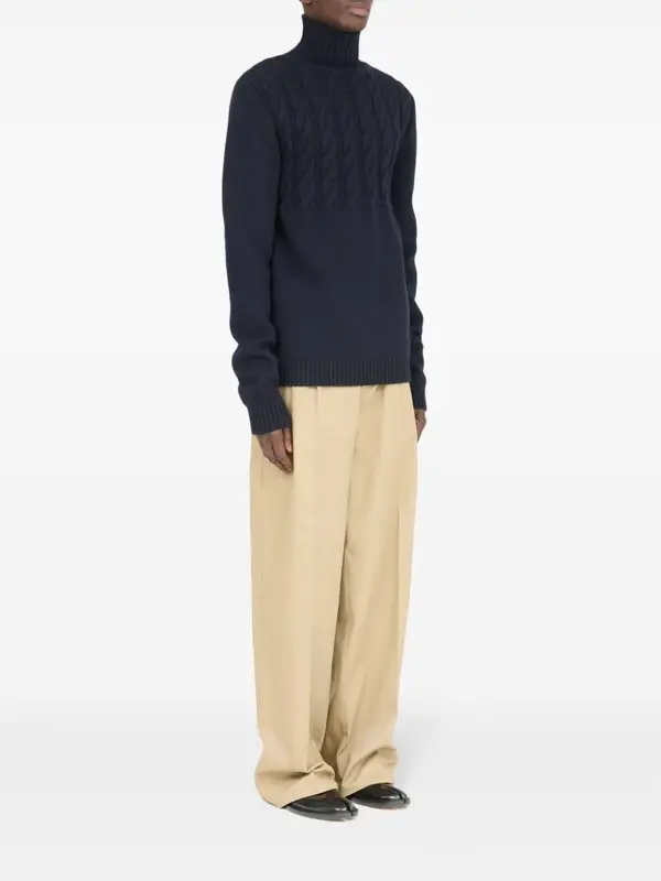 MAISON MARGIELA High-neck Virgin Wool Sweater - Blue