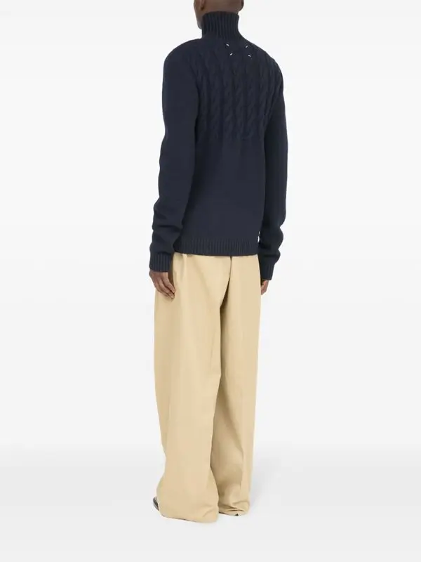 MAISON MARGIELA High-neck Virgin Wool Sweater - Blue