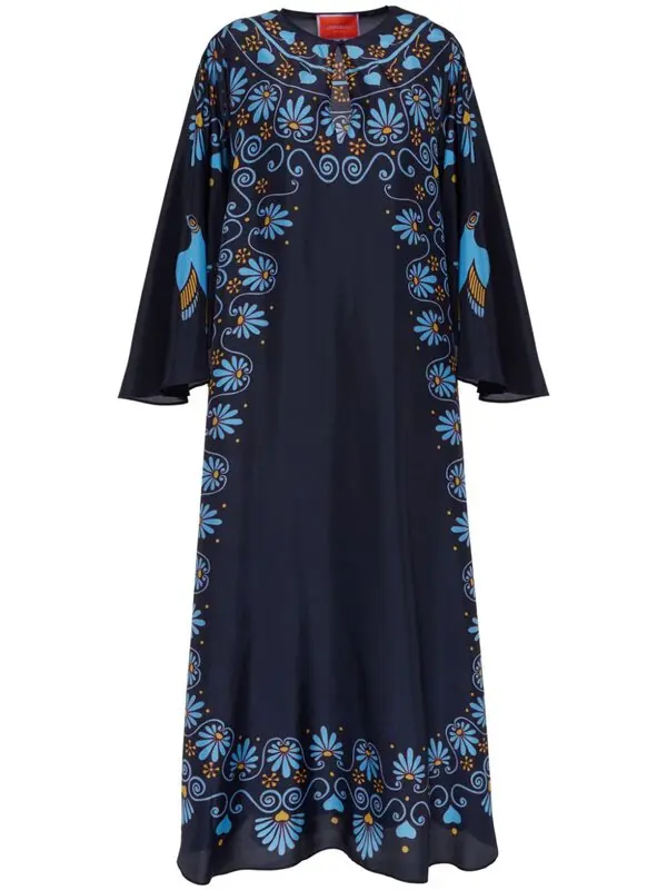 La DoubleJ Geometric-print Silk Kaftan
