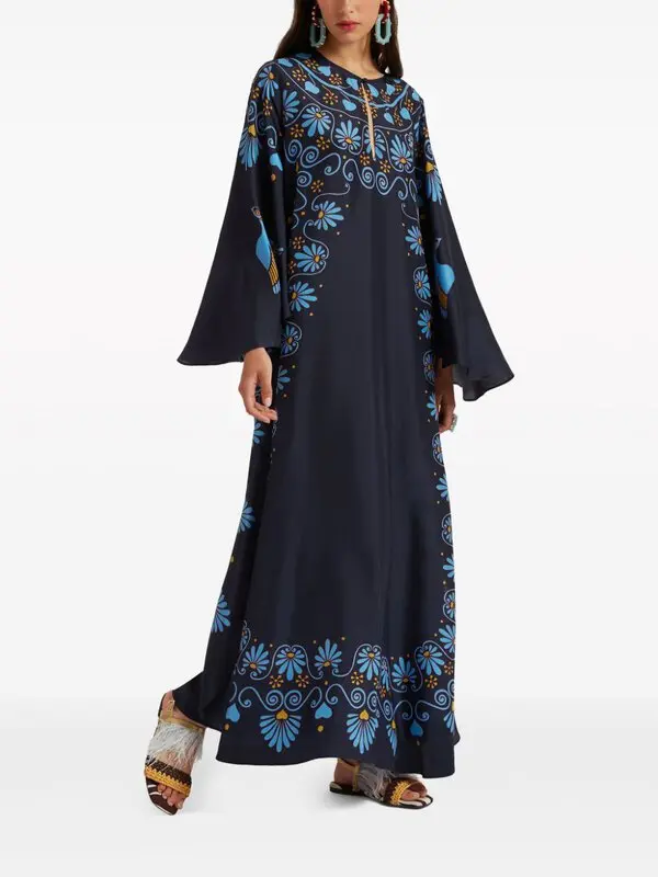 La DoubleJ Geometric-print Silk Kaftan